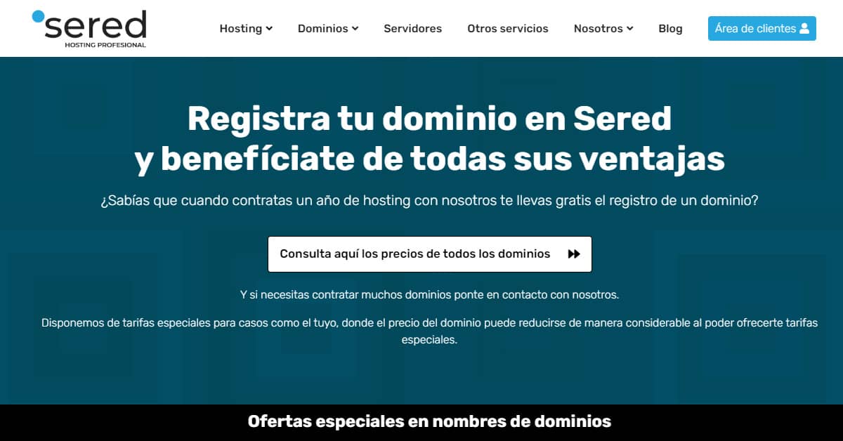 Registrar y Comprar Dominios Libres Baratos | Sered.net