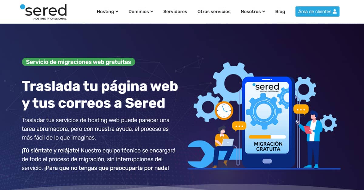 Traslada tu página web y tus correos a Sered